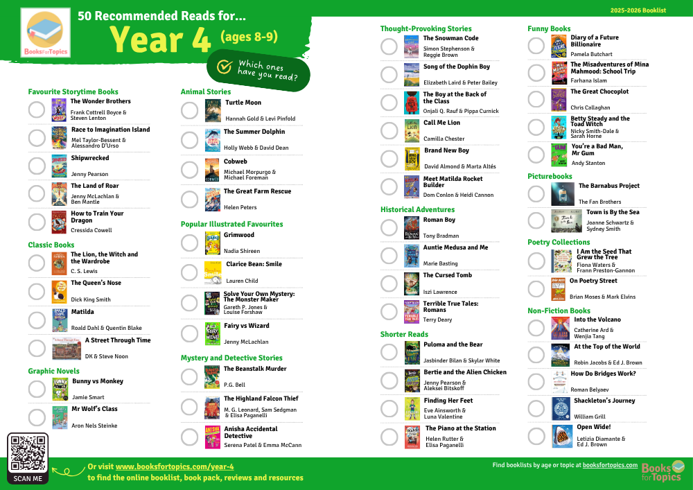 Best Books for Year 4: Recommended Booklist for Ages 8-9