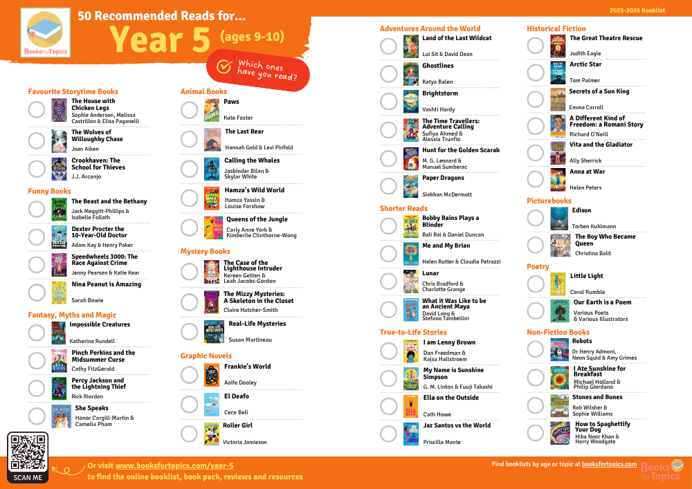 Best Books for Year 5: Recommended Booklist for Ages 9-10