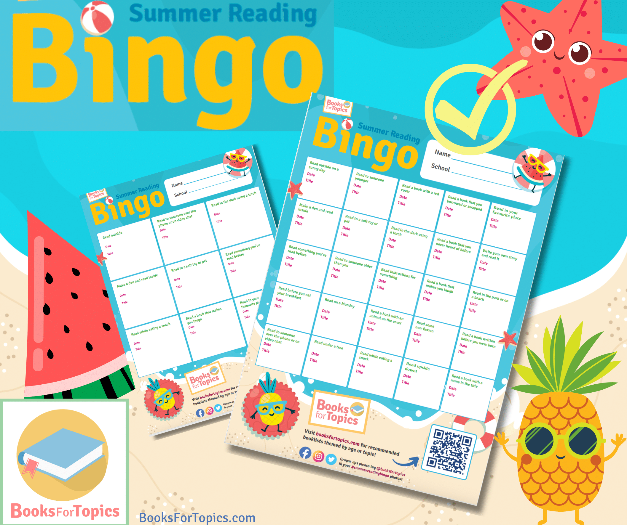 Summer Reading Bingo on BooksForTopics | Recommended children's booklists sorted by age or topic...